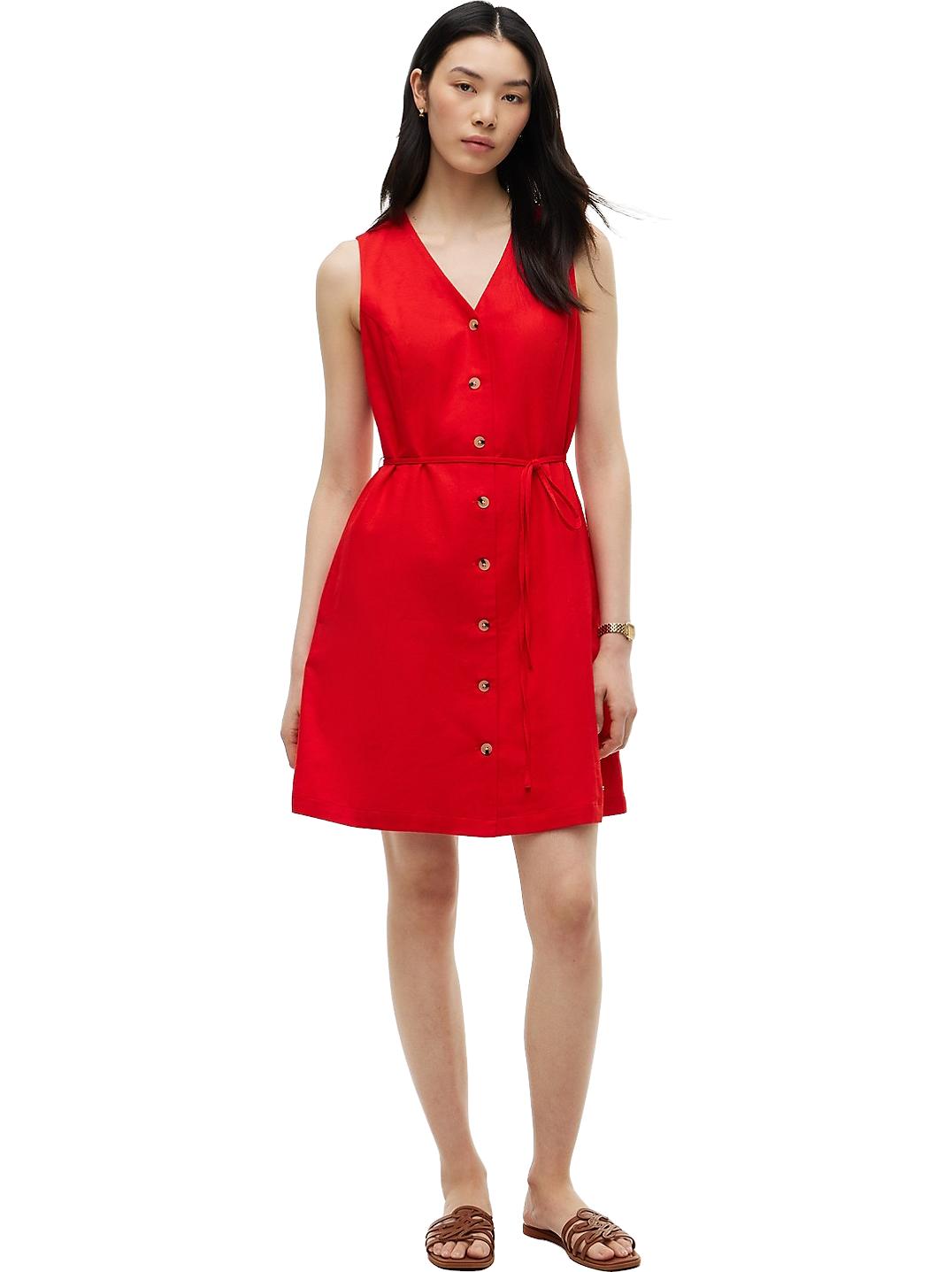 TOMMY HILFIGER Tommy Hilfiger Sleeveless V-Neck Mini Dress with Belt